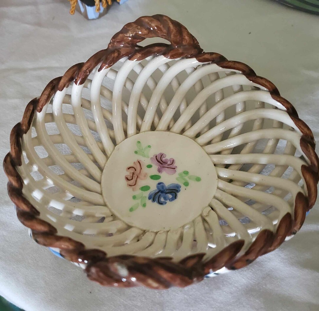 Hand Painted Porcelain Spin Basket Brown. Shipping is Included in Price ...