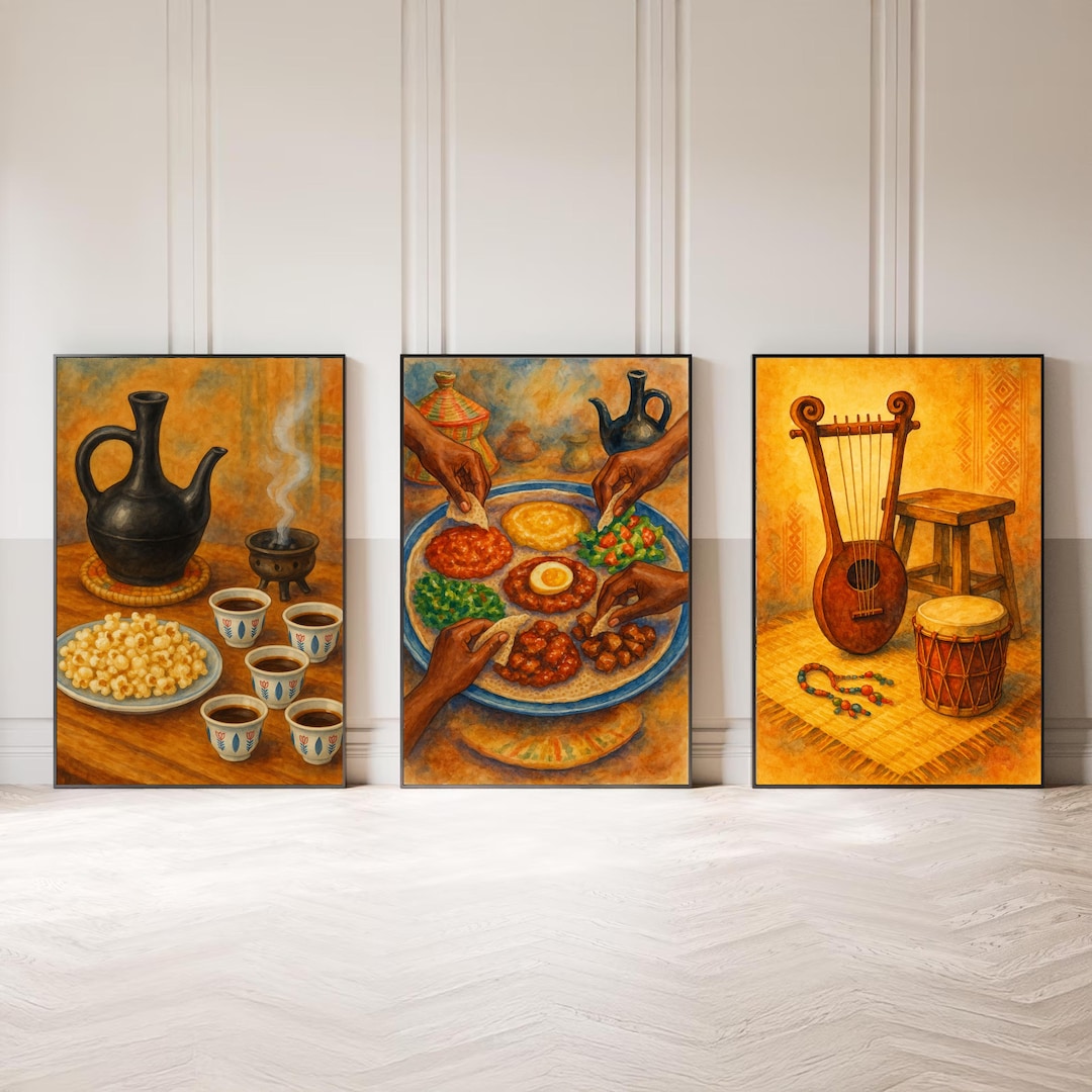 Habesha Culture Art Print Set: Ethiopian Eritrean Home Decor (digital ...