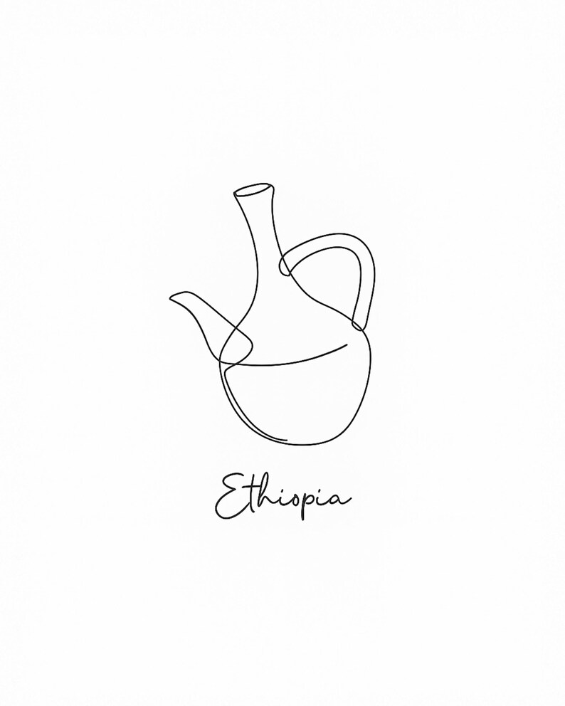 Minimalist Jebena Line Art Print, Ethiopian Coffee Pot (digital ...