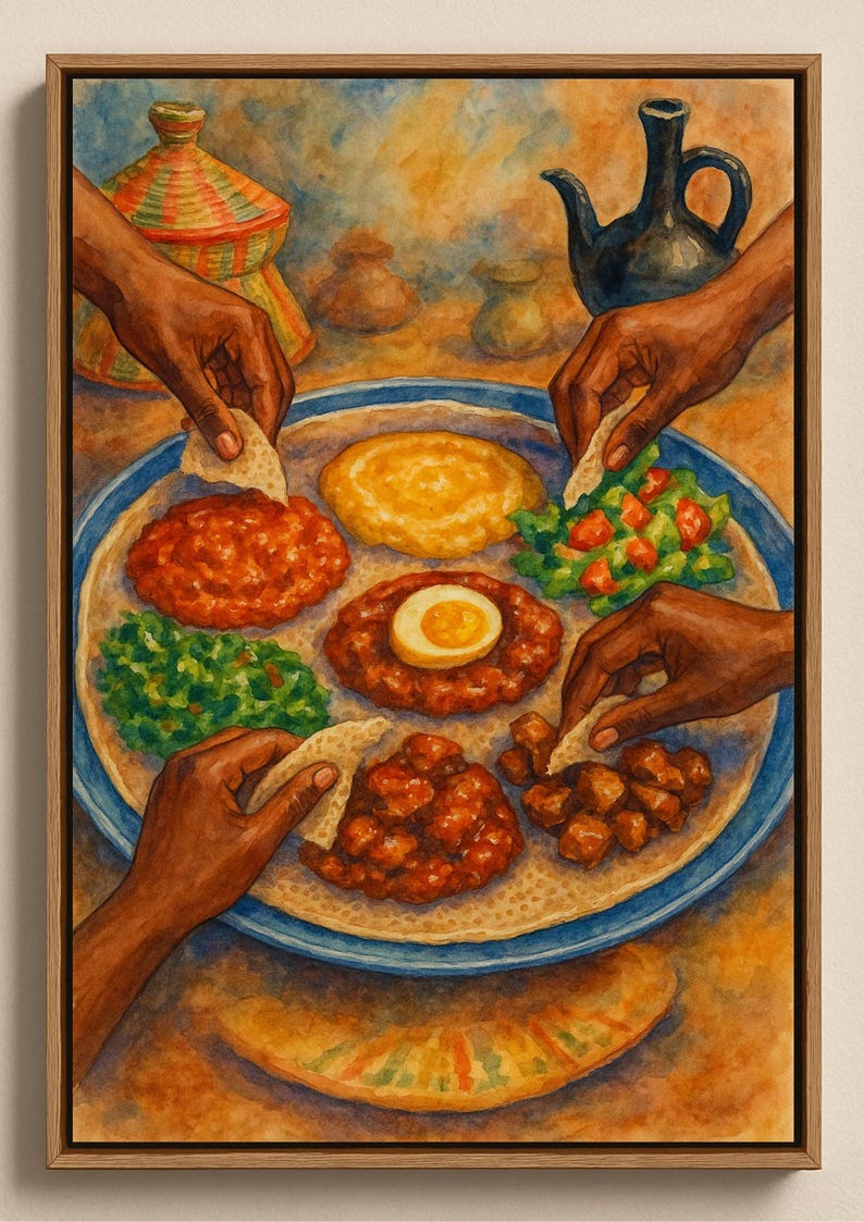 Habesha Ethiopian Eritrean Food Wall Art Injera Sharing Platter ...