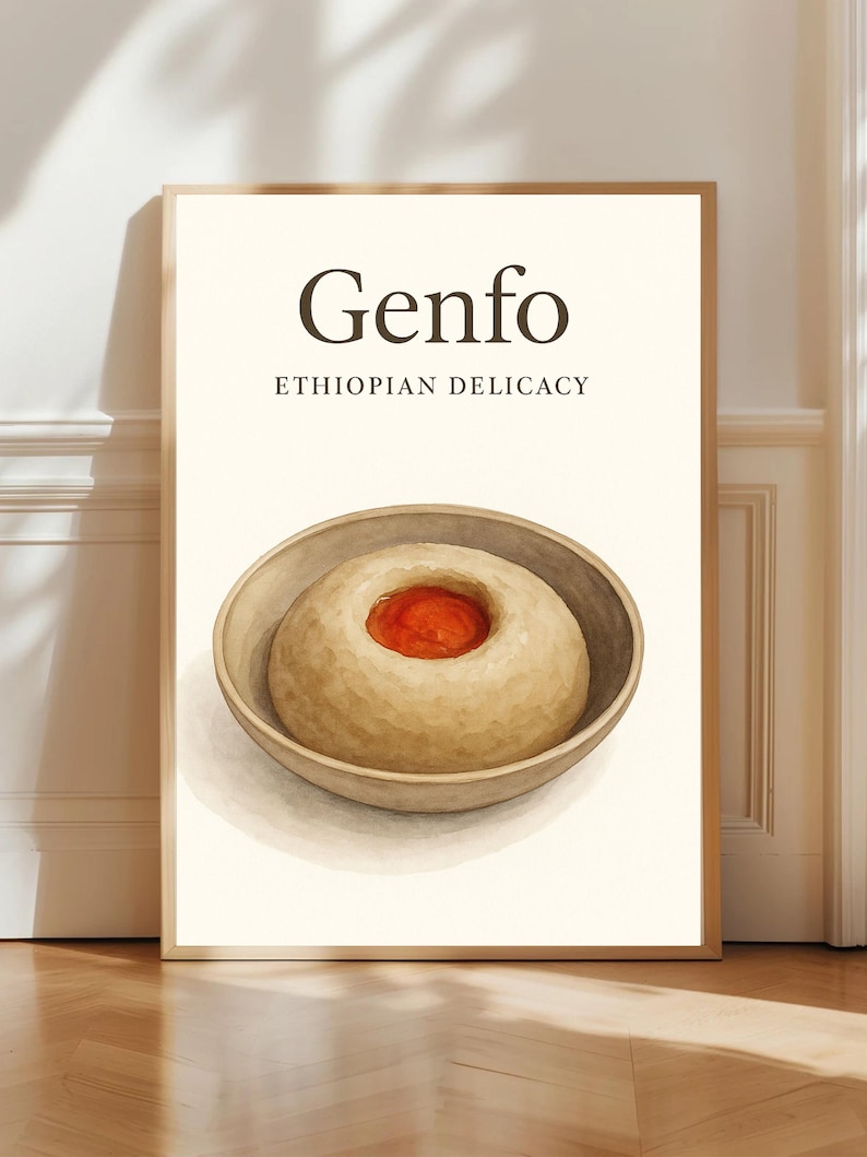 Genfo Ethiopian Food Art Print: Watercolor Kitchen Decor (digital ...