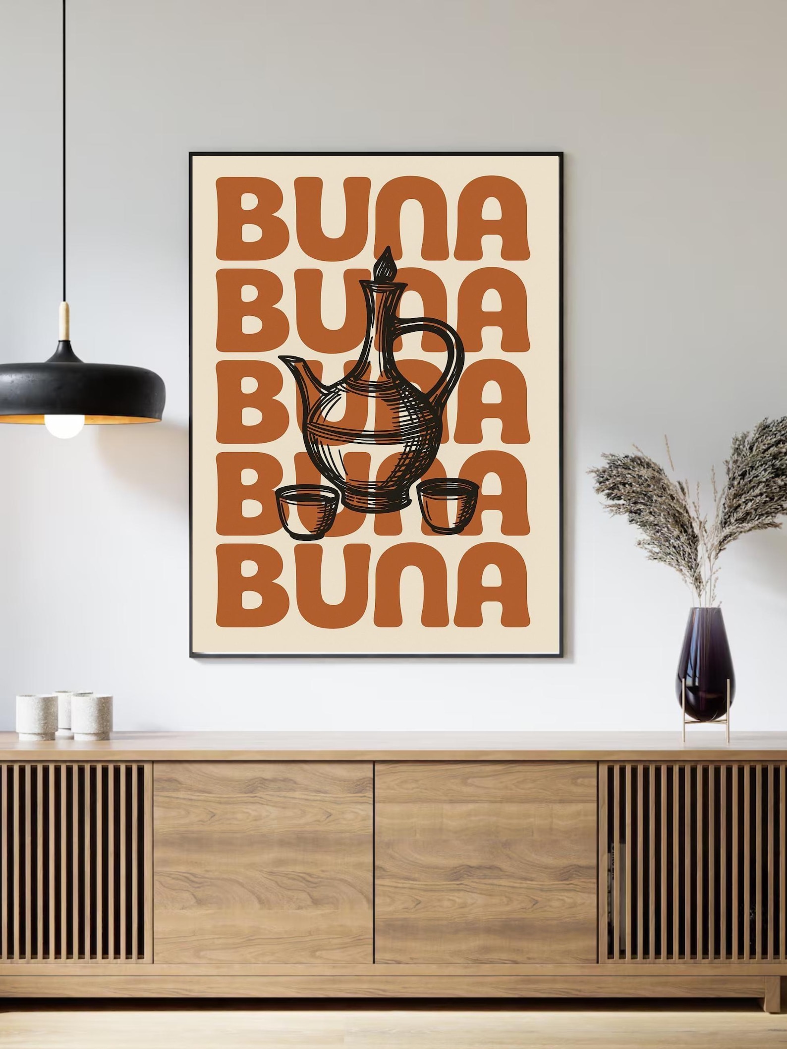 Buna Coffee Art Print | Ethiopian Jebena, Terracotta Kitchen Decor ...