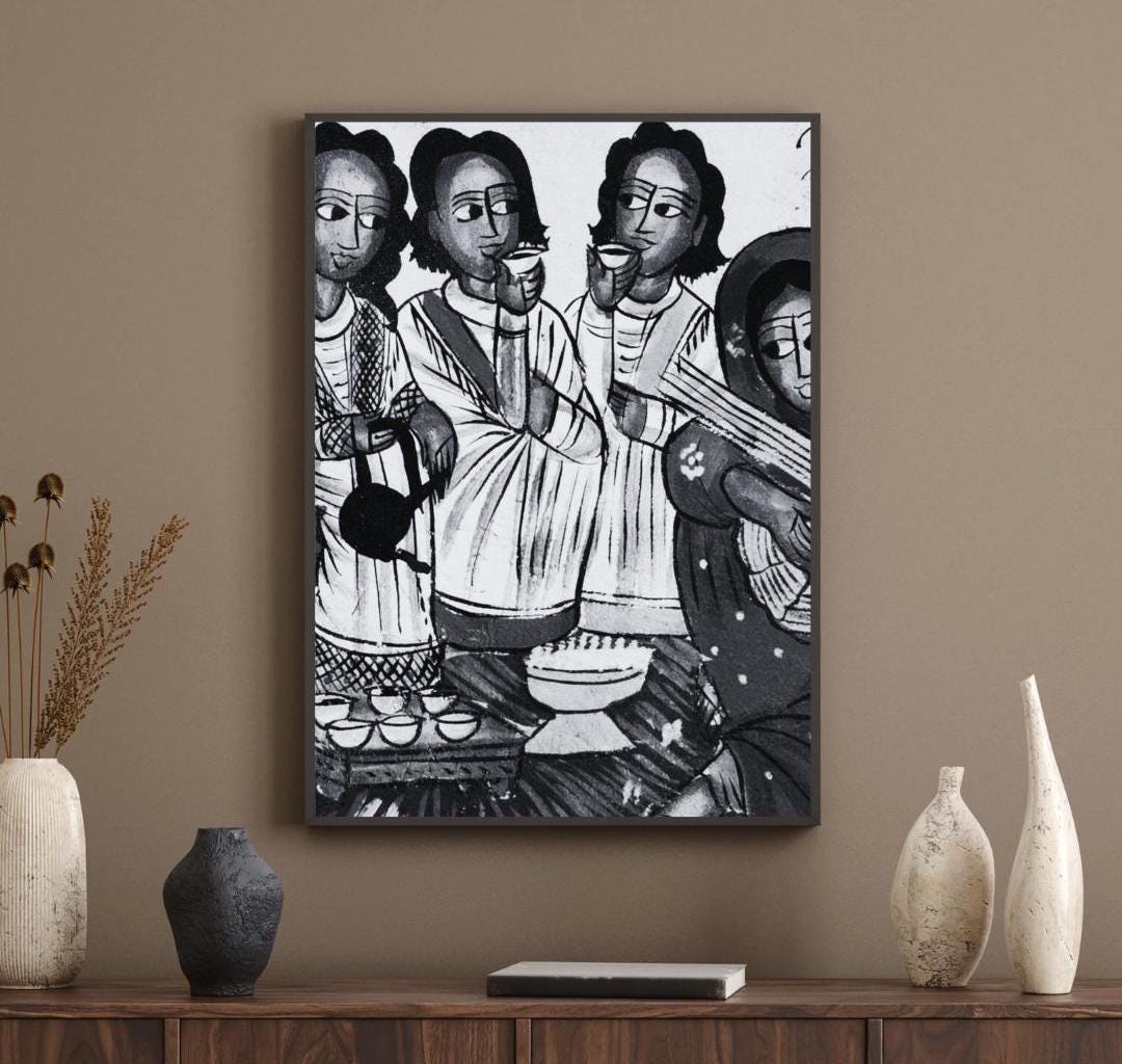 Ethiopian Art Print – Buna Ceremony Poster, African Wall Decor, Tribal ...