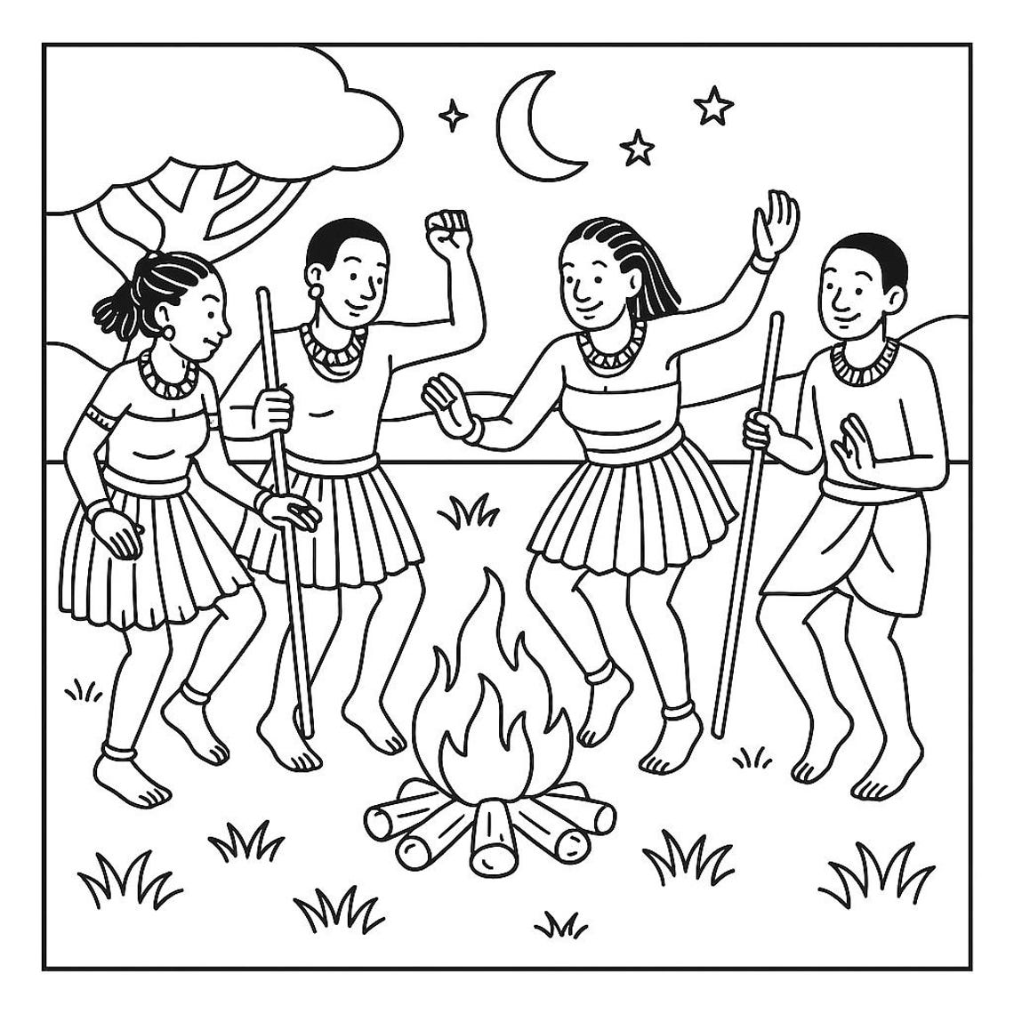 Namibian Cozy Scene Coloring Page, Afrocentric Art (digital Download ...