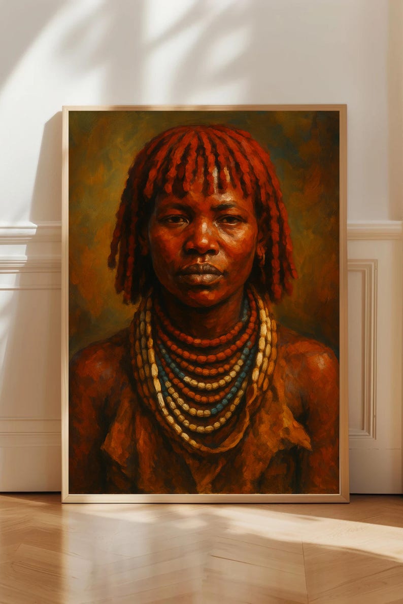 Hamar Woman Portrait | African Tribal Wall Art | Red Ochre Hair Print ...