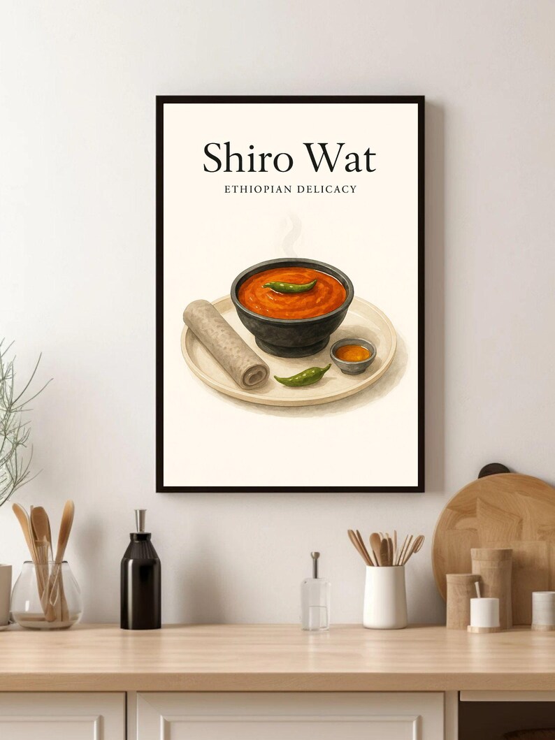 Shiro Wat Food Art Print – Minimalist Ethiopian Cuisine Watercolor - Etsy