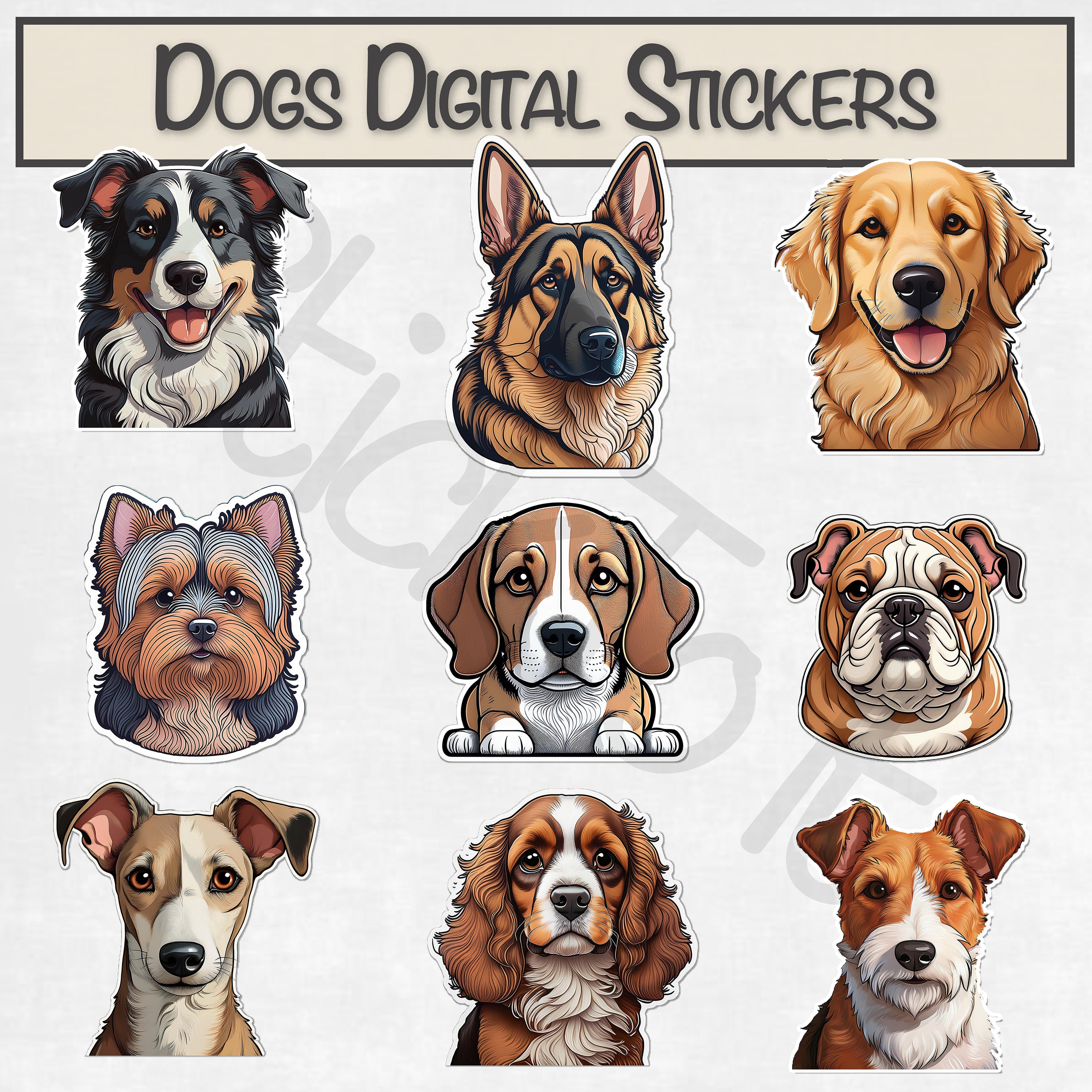 Digital Stickers Dogs Stickers Dog Love Stickers Printable Dog Stickers ...