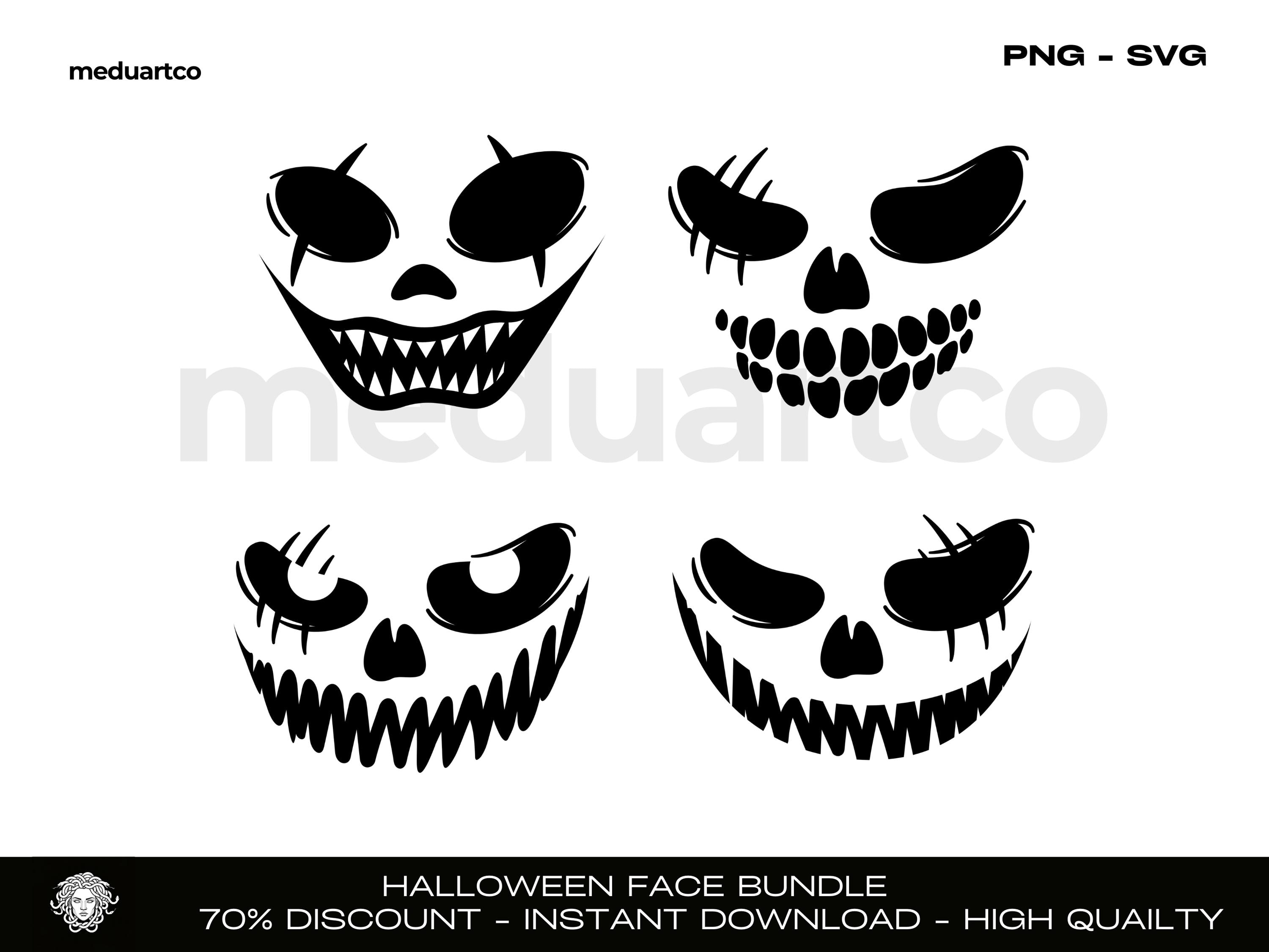 Halloween Face Svg, Horror Face Svg, Horror Skull Face Svg, Horror ...