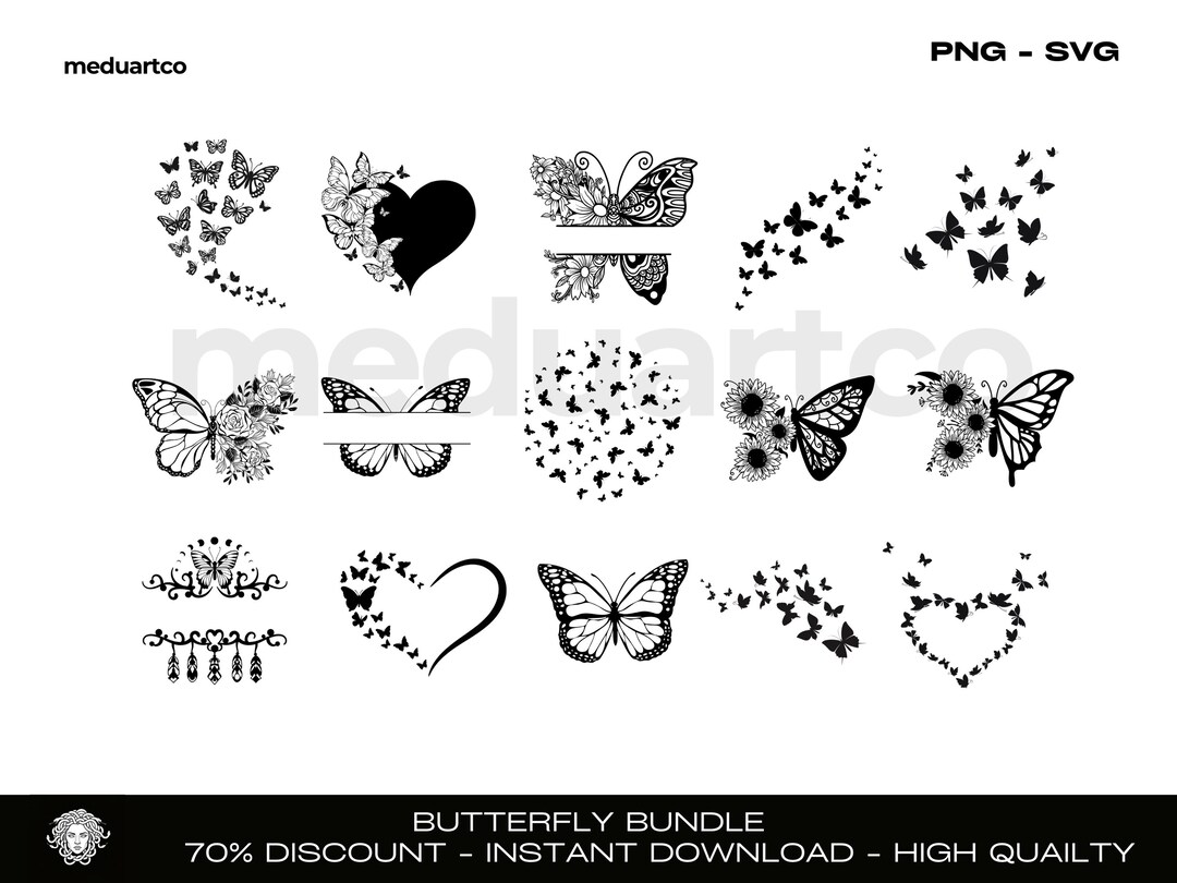 Flying Butterflies Svg Bundle, Butterfly Split Monogram Svg Butterfly ...
