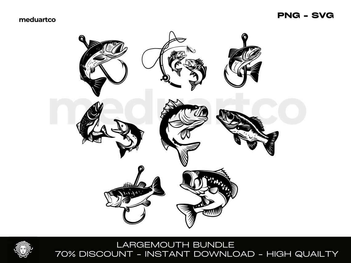 Largemouth Bass SVG, Jumping Bass SVG, Black Bass SVG, Largemouth ...