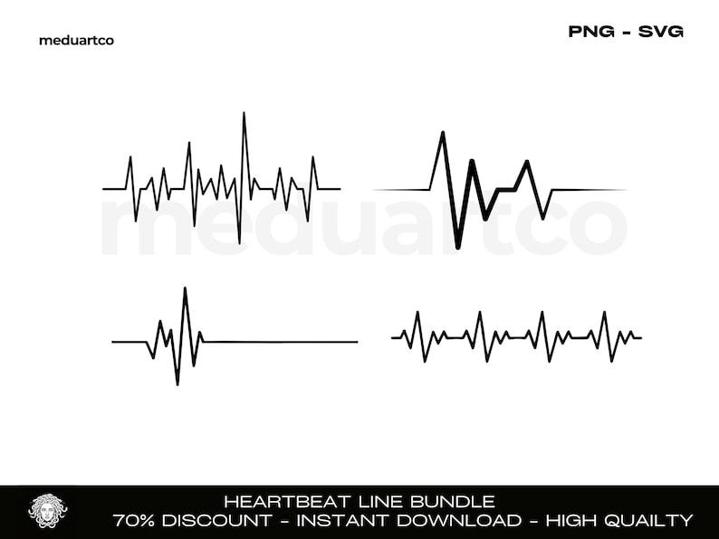 Heartbeat Line SVG Files: ECG EKG Cut Files (digital Download) - Etsy