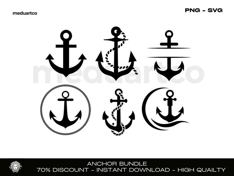 Anchor Bundle Svg, Anchor Svg, Rope Anchor Svg, Split Anchor Svg, Boat ...