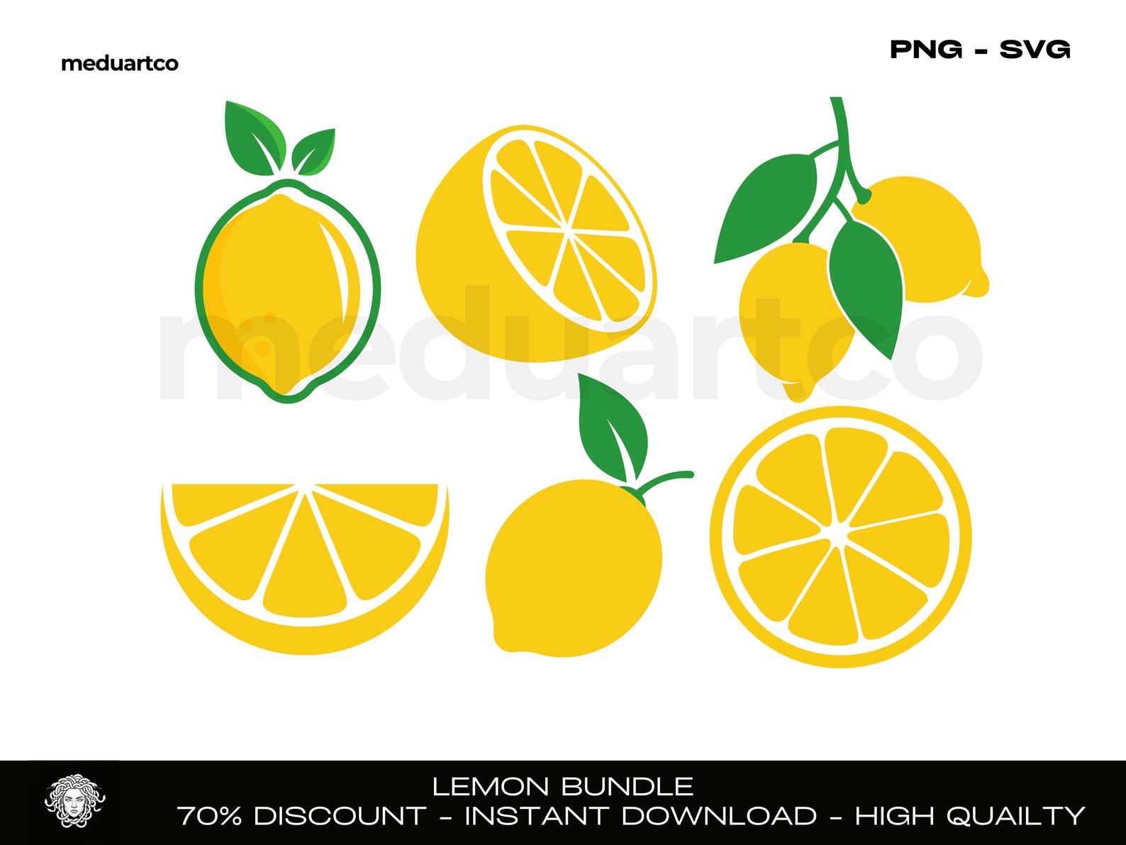 Lemon SVG Bundle, Lemon Slice Svg, Summer Fruit Clipart, Lemon Cut File ...