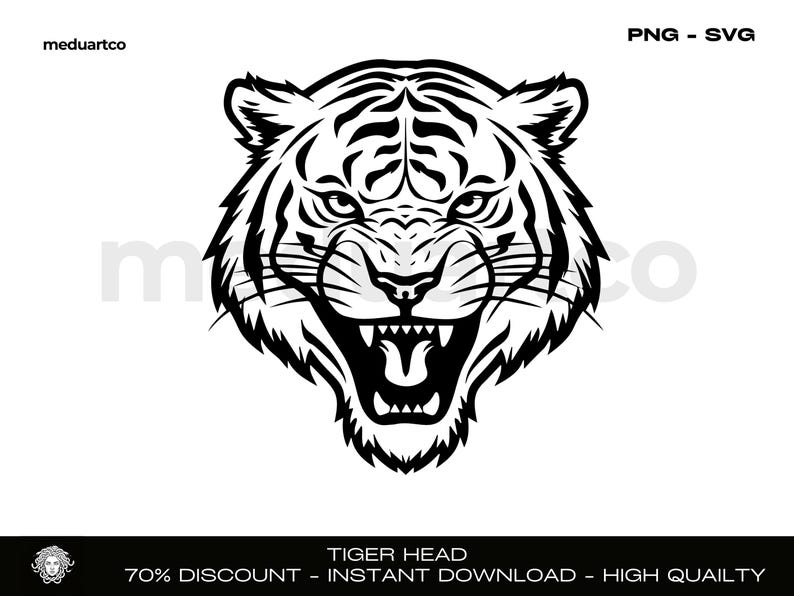 Tiger SVG, Tiger Head PNG, Tiger Face SVG, Tiger Logo, Jungle Cat ...