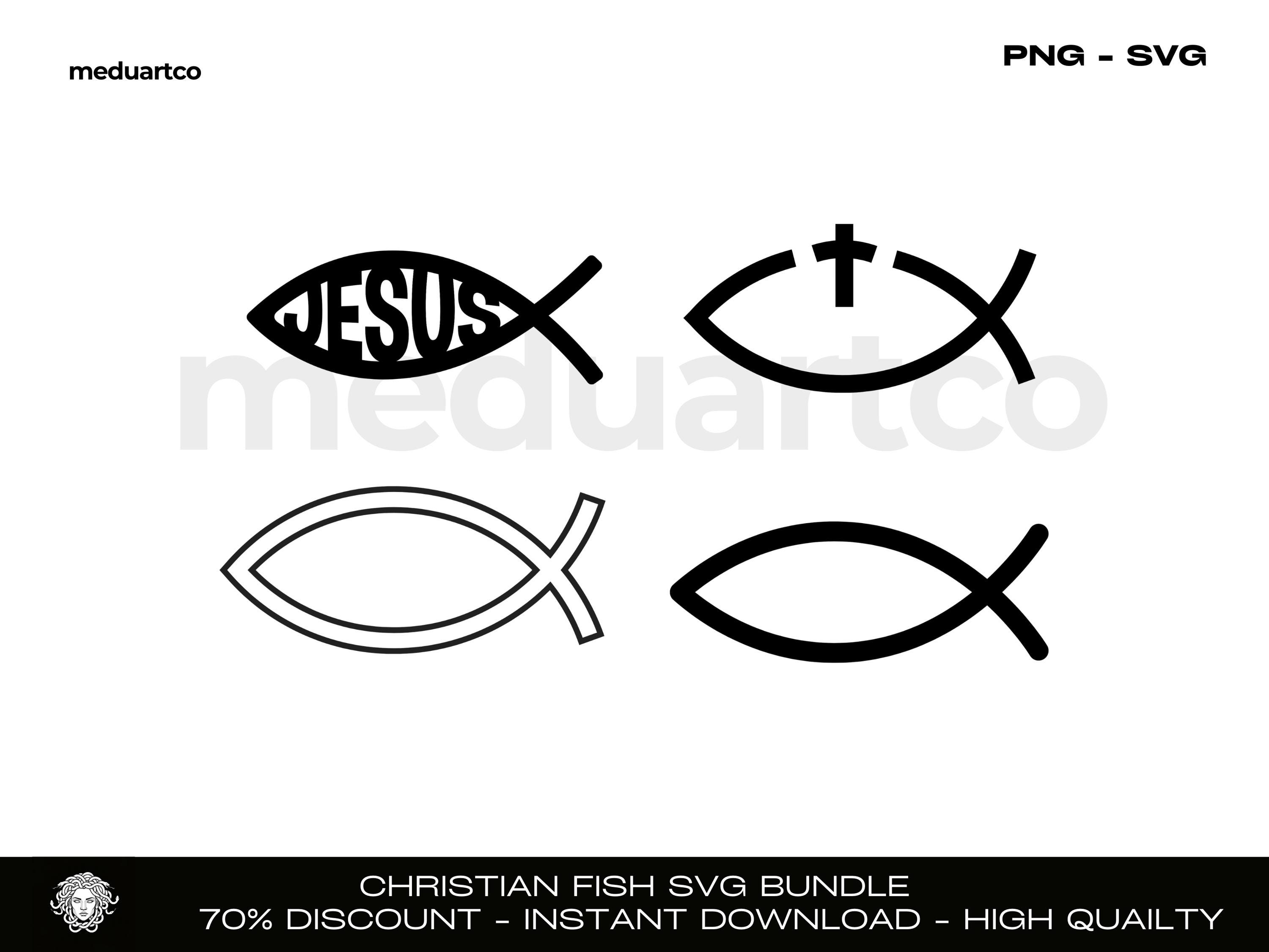Christian Fish Svg Bundle, Jesus Fish Svg, Ichthys Svg, Religious Fish ...