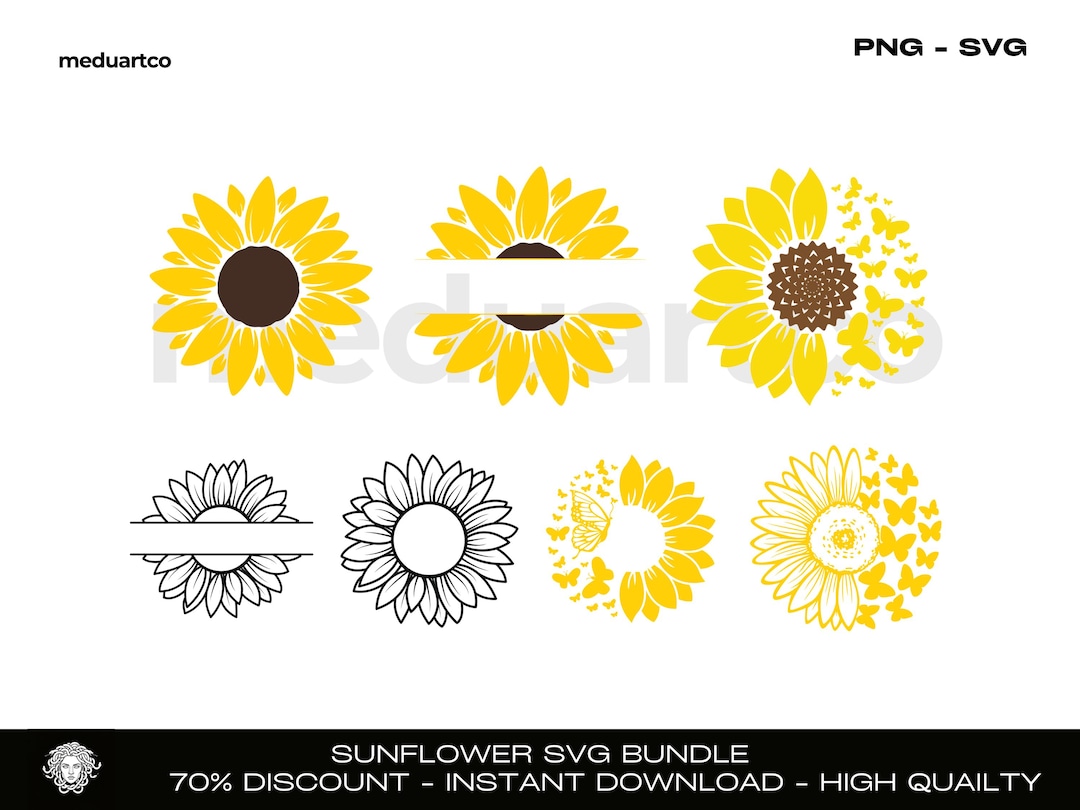 Sunflower SVG Bundle: Monogram Flower Cut Files (digital Download) - Etsy
