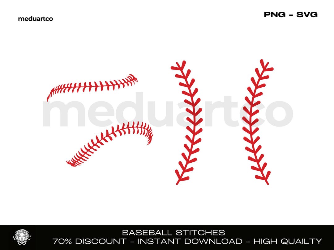 Baseball Stitches SVG: Laces Cut File (PNG-SVG) - Etsy