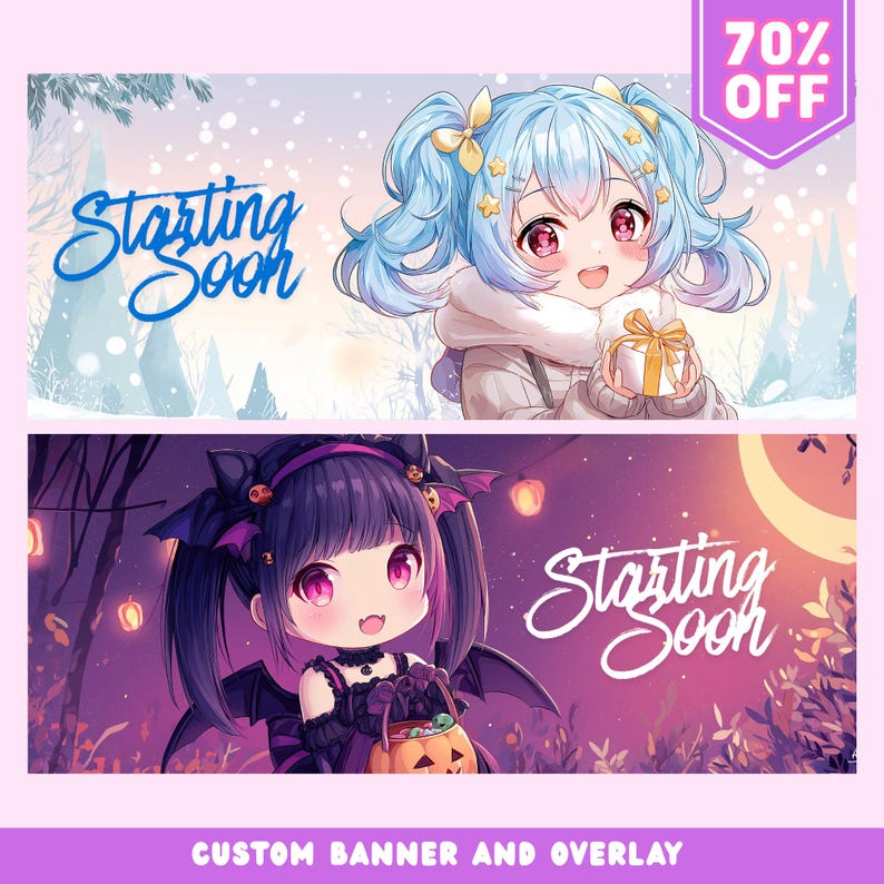 Custom Animated Vtuber Stream Screen Pack: Overlay, Scenes - Etsy