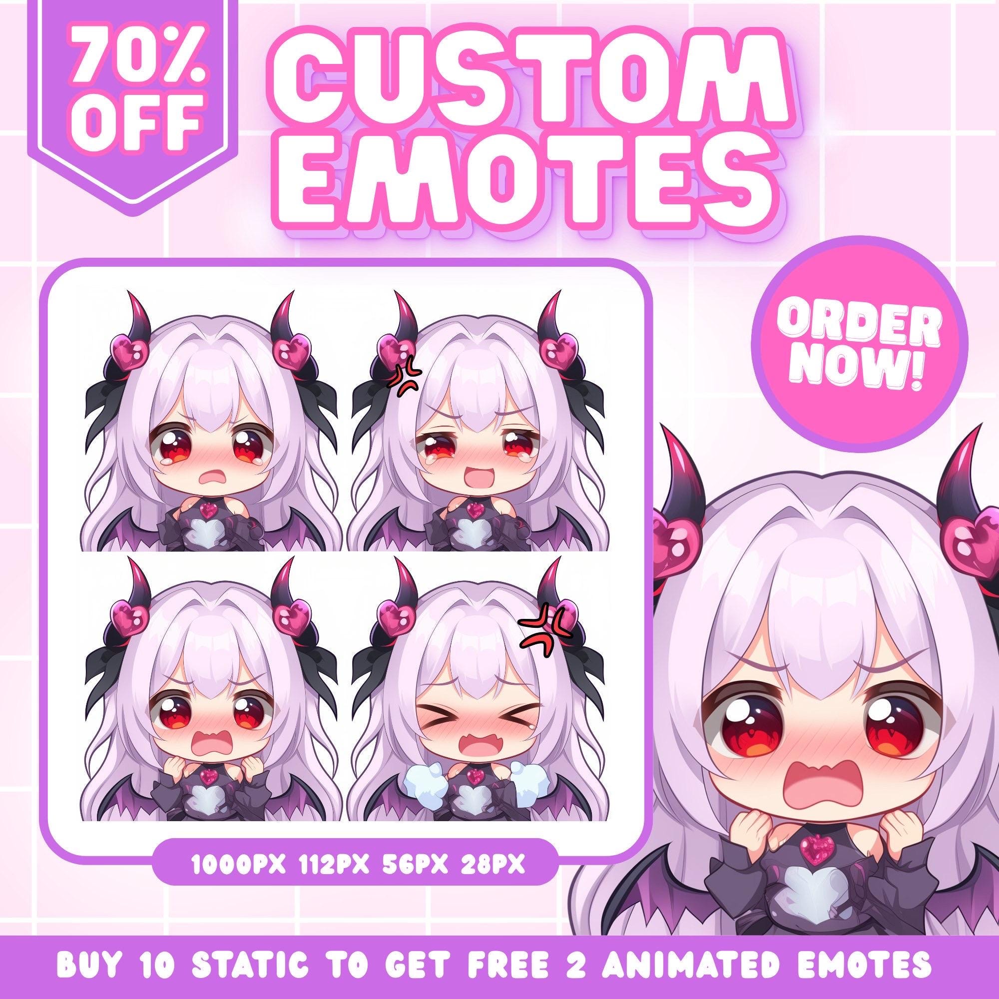 Custom Twitch Emotes Commission, Anime Emotes, Cute Stream Emotes ...