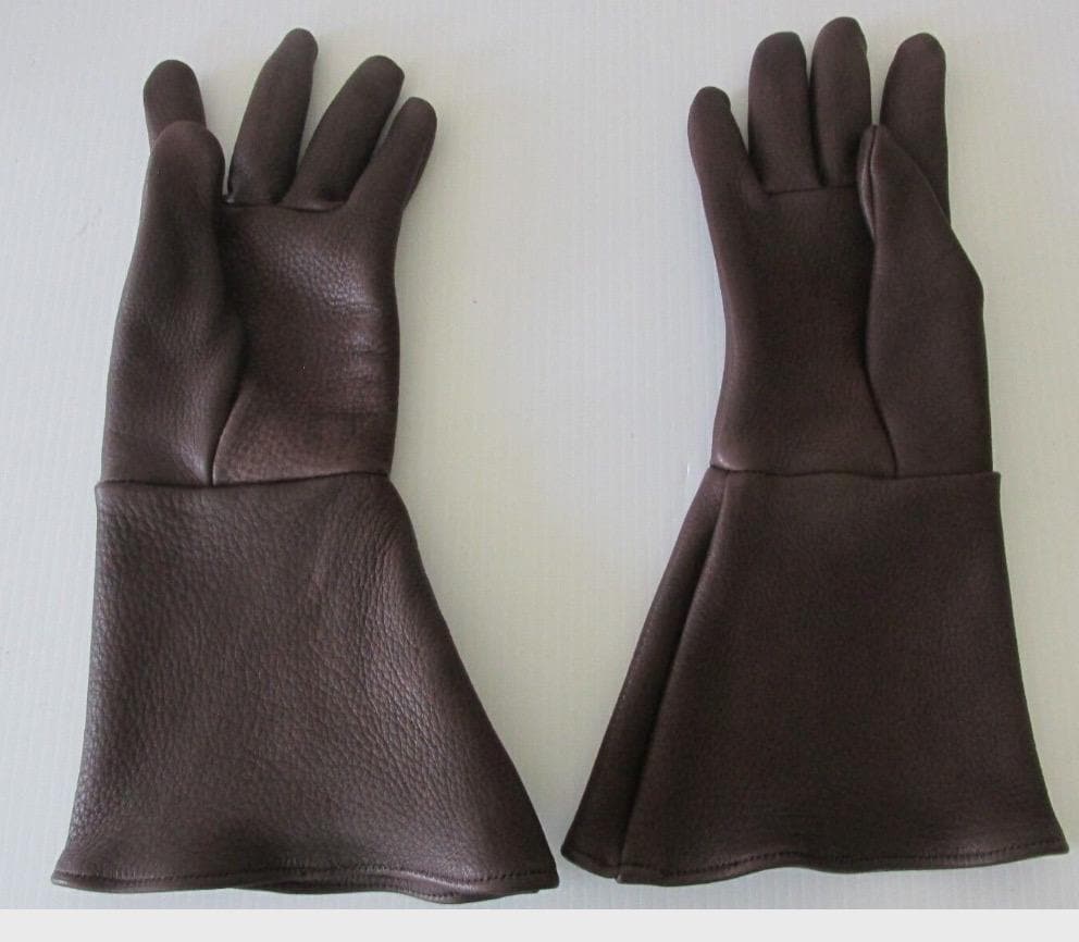Dark Brown Deerskin Leather Gauntlet Gloves - Made in the USA - Etsy
