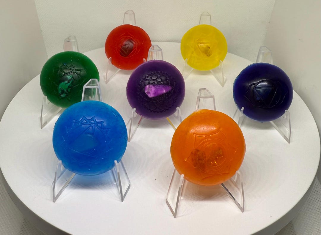 Chakra Soap Set | 7 Unscented Crystal Soaps | Root to Crown | Glycerin ...