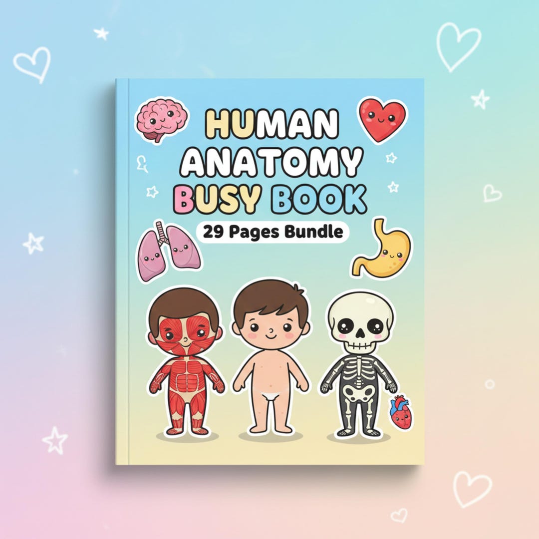 Human Anatomy Kids Busy Book – 29 Page Learning Worksheets (printable ...