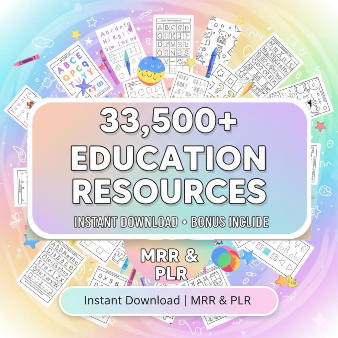 Kids Educational Resources Bundle, Coloring Pages, Worksheets (PLR MRR ...
