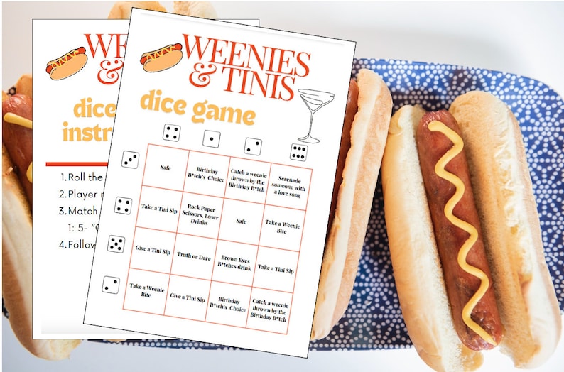 Weenies and Tinis Bachlorette Game - Etsy