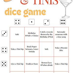 Weenies and Tinis Bachlorette Game - Etsy