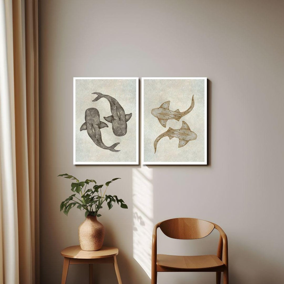 Fish Duo Wall Art, Contemporary Digital Print - Etsy
