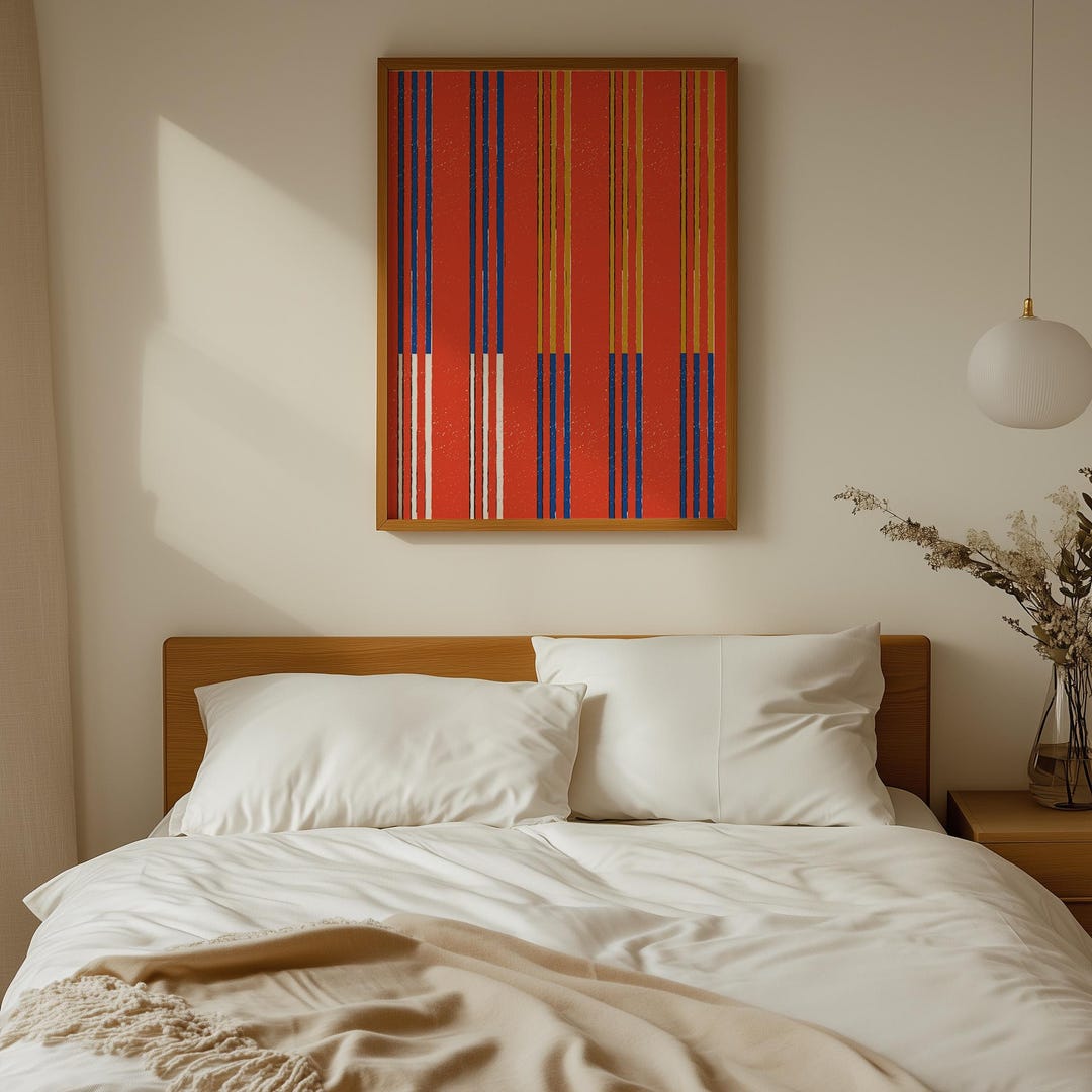 Modern Striped Wall Art: Primary Colors Abstract Print (digital ...