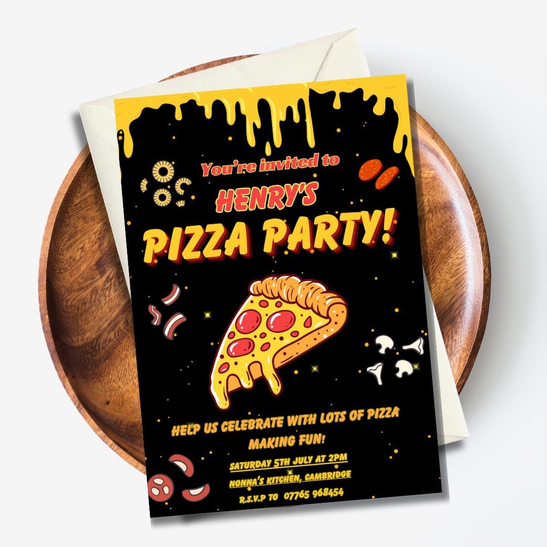 Editable Pizza Party Invitation Template Fun Instant Download ...