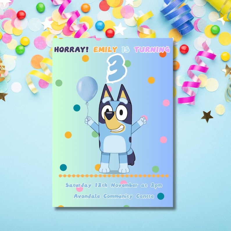 Editable Bluey Birthday Invitation Template Customisable Party Invite ...