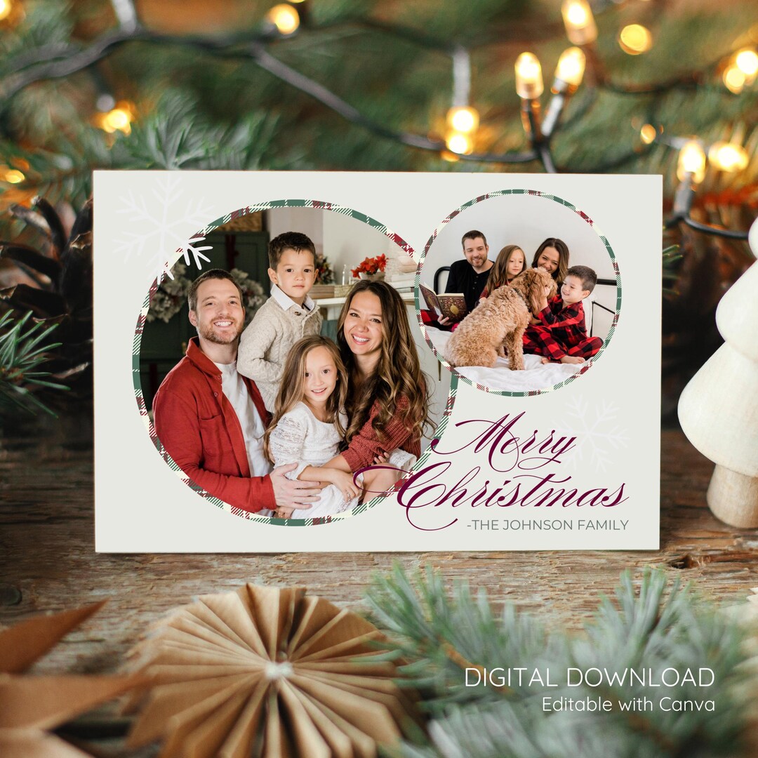 Christmas Card 7x5 Template Digital Download Edit With Canva - Etsy