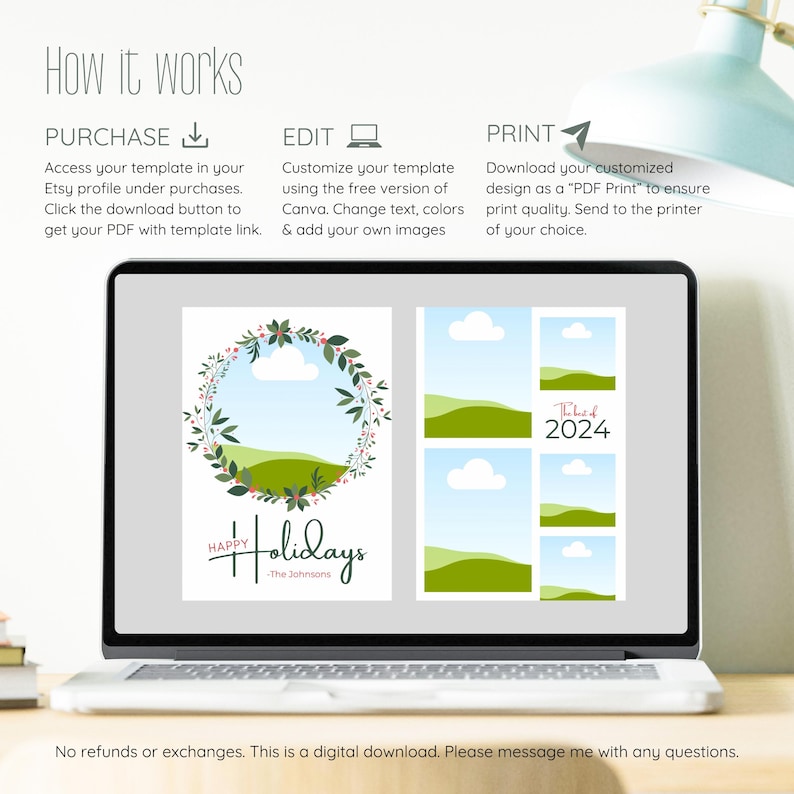 Holiday Card 5x7 Template Digital Download Edit With Canva - Etsy
