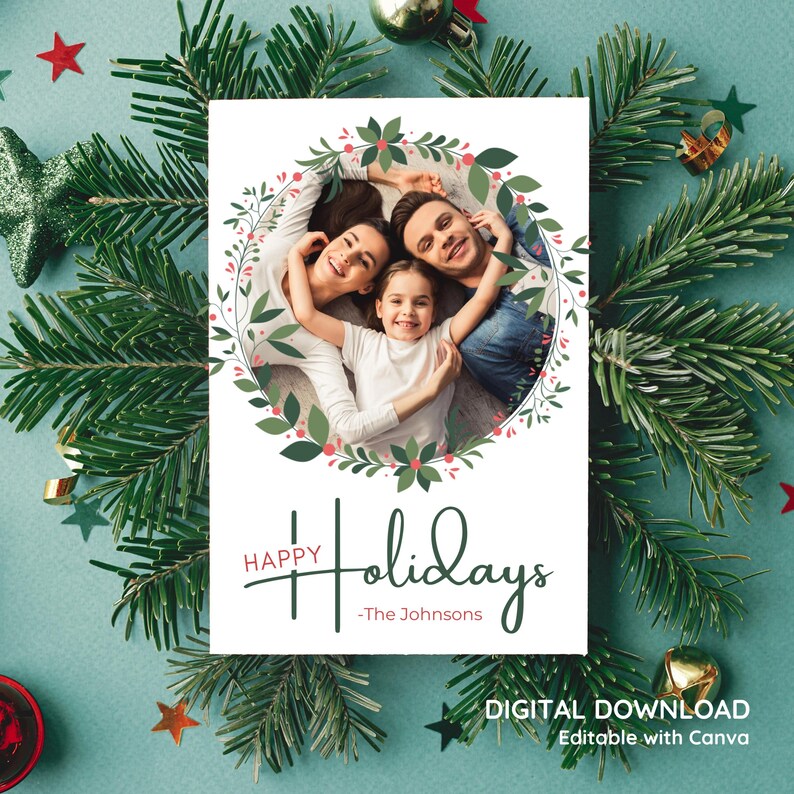 Holiday Card 5x7 Template Digital Download Edit With Canva - Etsy