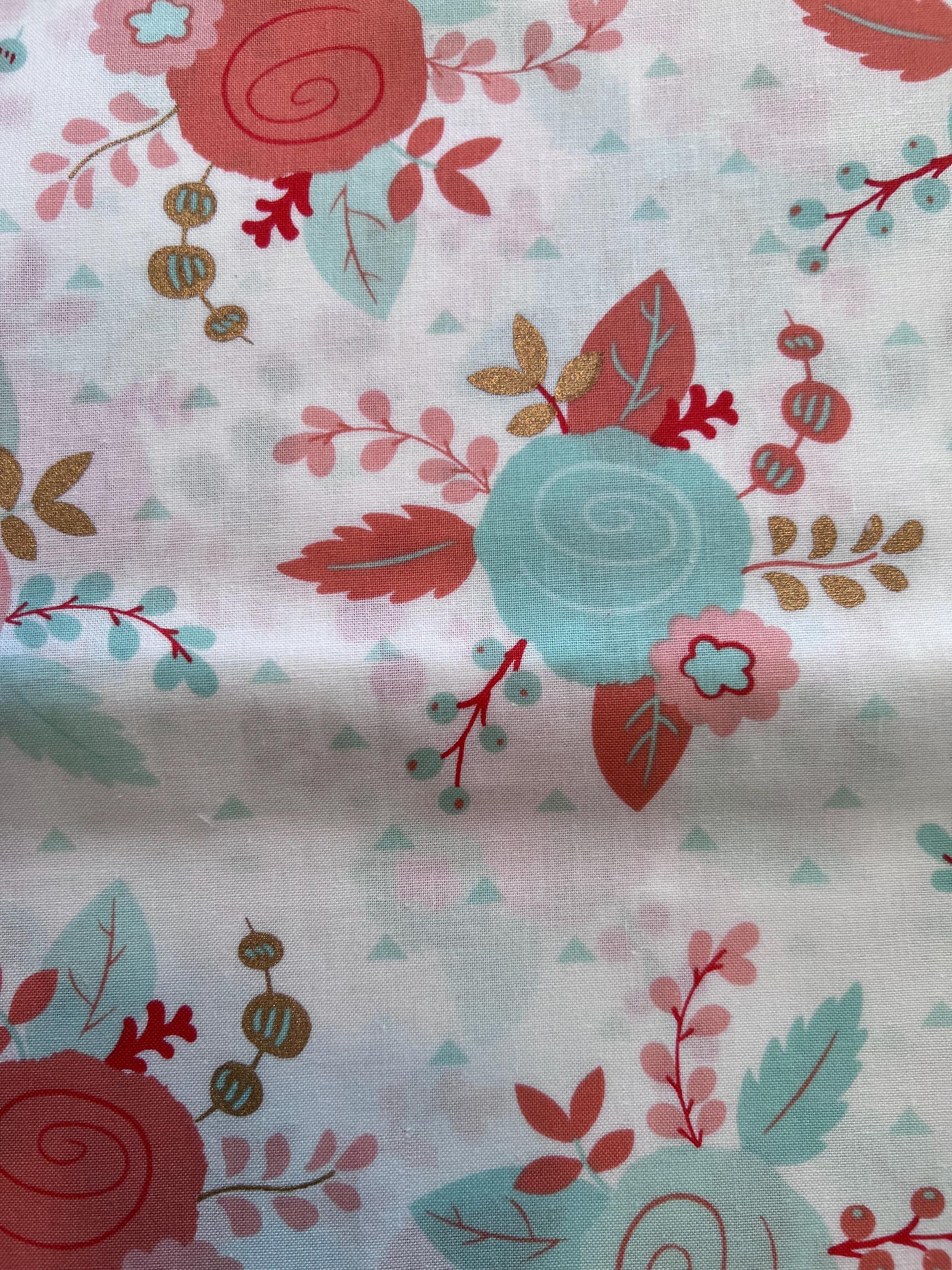 Brother Sister Design Studio 2015 Fabrics Coral, Gold & Mint. Roses ...