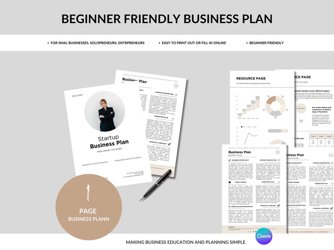 Canva Small Business Plan Online Business Plan Template Beginner ...