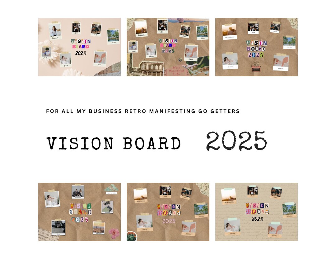 Collage 2025 Vision Board Retro Vision Board Template Vintage Vision ...