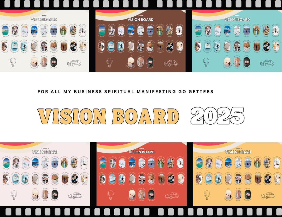Retro 2025 Vision Board Prayer Kit Vision Board Canva Template Vision ...