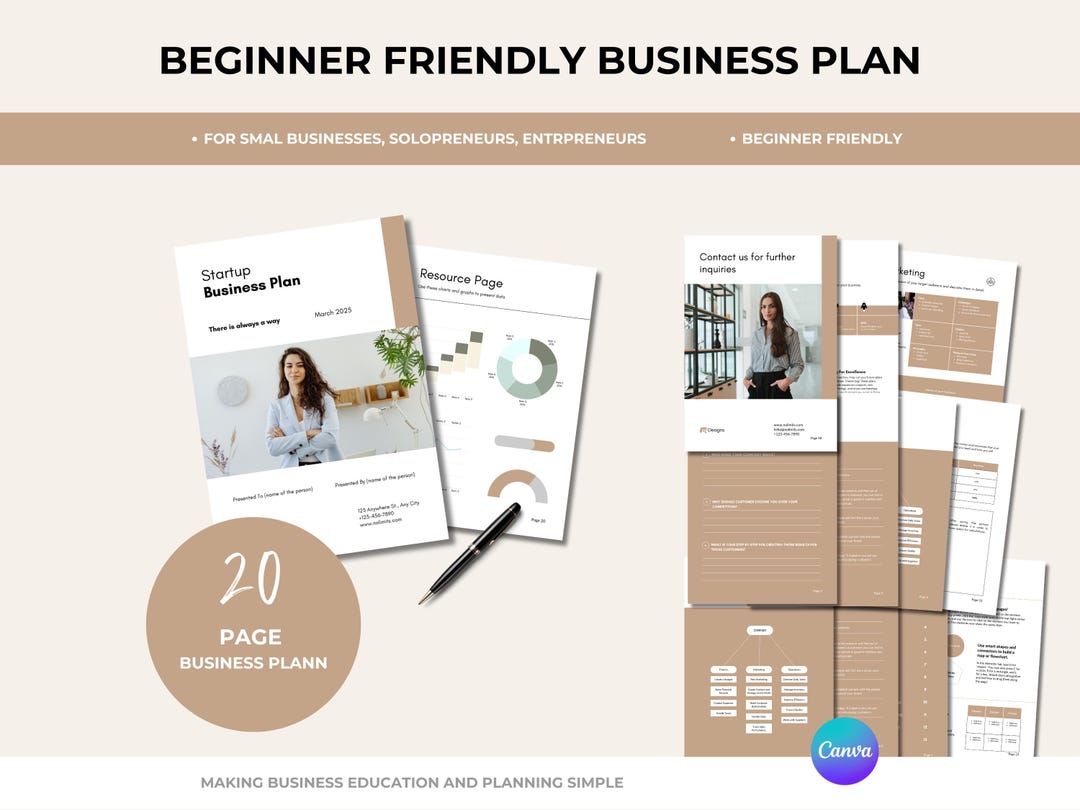Beginner Friendly Business Plan Startup Business Plan Template Small ...