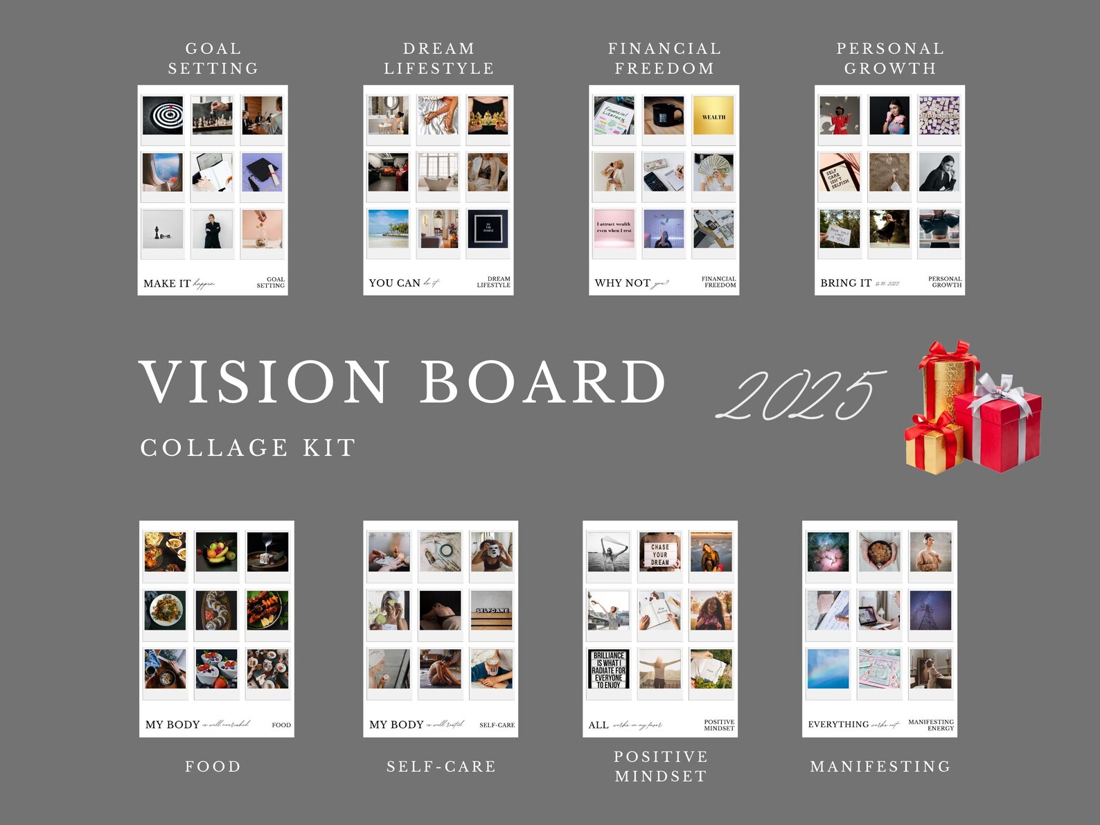 Collage Vision Board Kit 2025 Vision Board Printables Fully ...