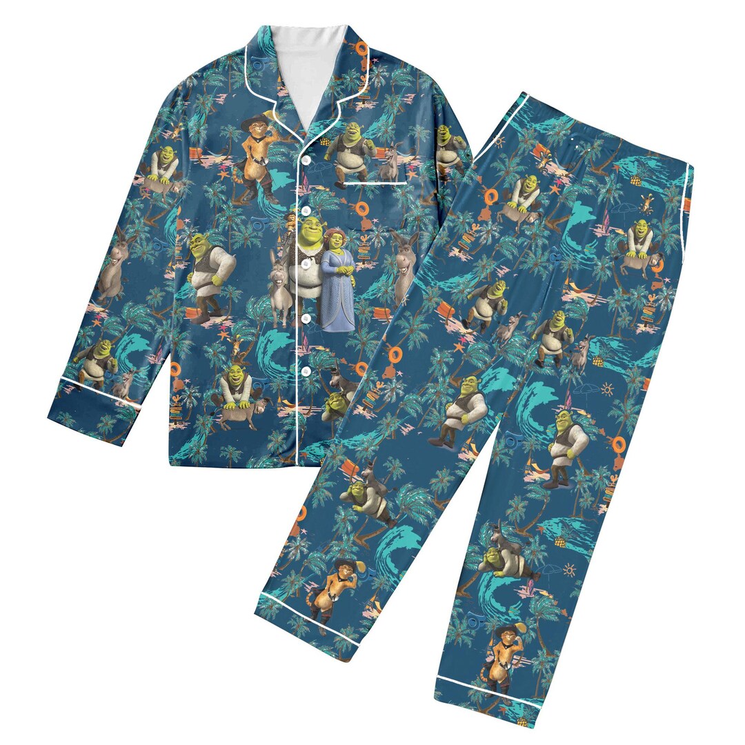Shrek Pajama Set Family, Shrek and Fiona Hawaiian Pajama, Donkey Pjs ...