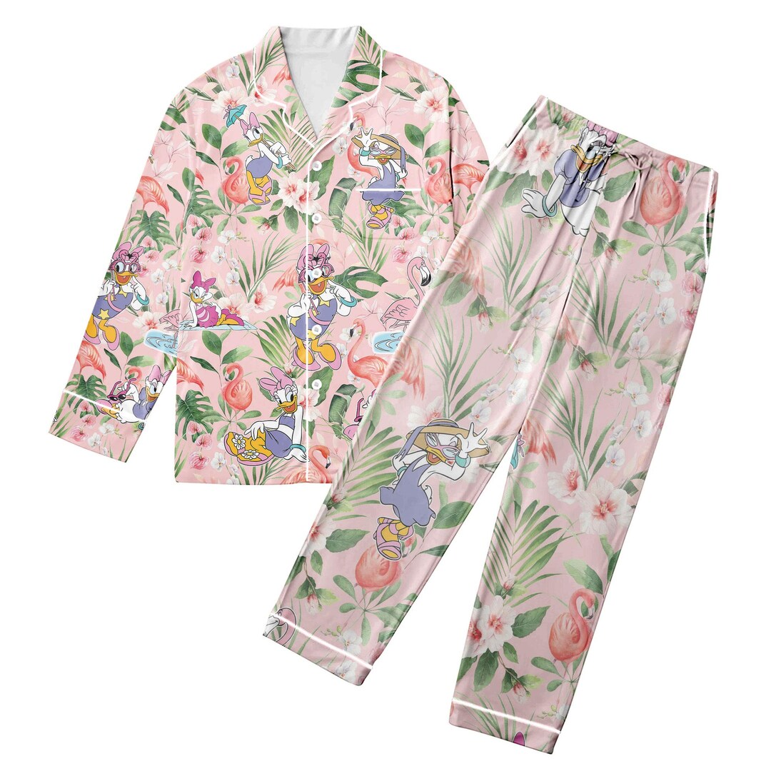 Daisy Duck Pajamas, Floral Tropical Pajamas, Donald Duck Hawaiian ...