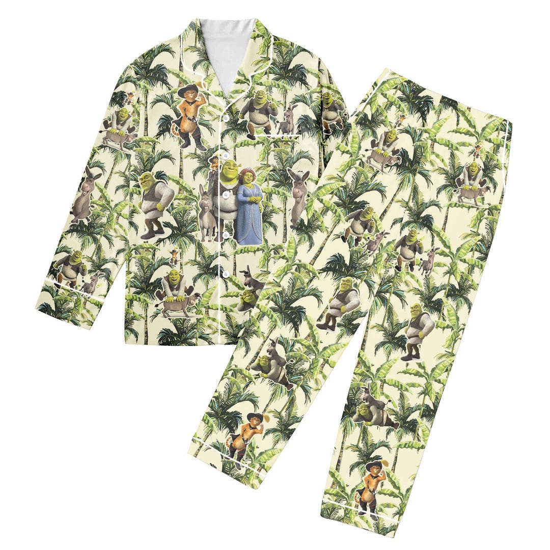 Shrek Hawaiian Pineapple Pajama, Beware Ogre Pajama Set Family, Funny ...