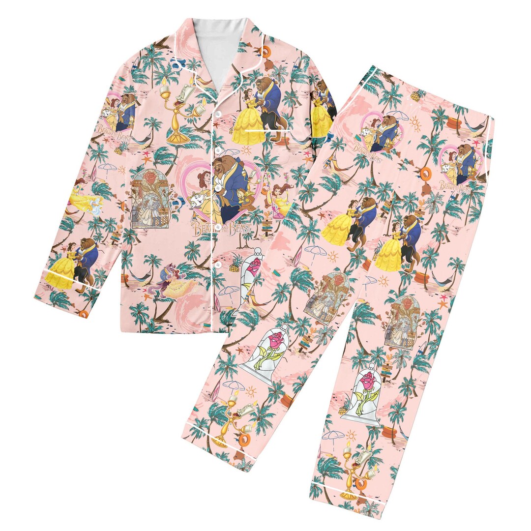 Beauty and the Beast Pajamas Set, Tropical Holiday Pajamas, Couple ...