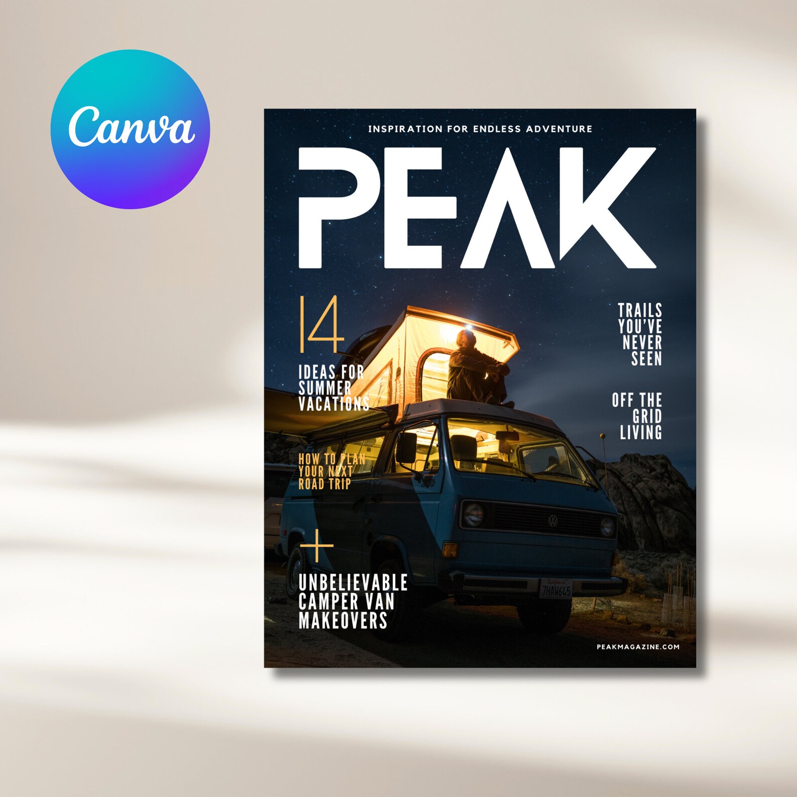 Outdoor Magazine Cover Template, Digital Magazine Cover Template, Canva ...