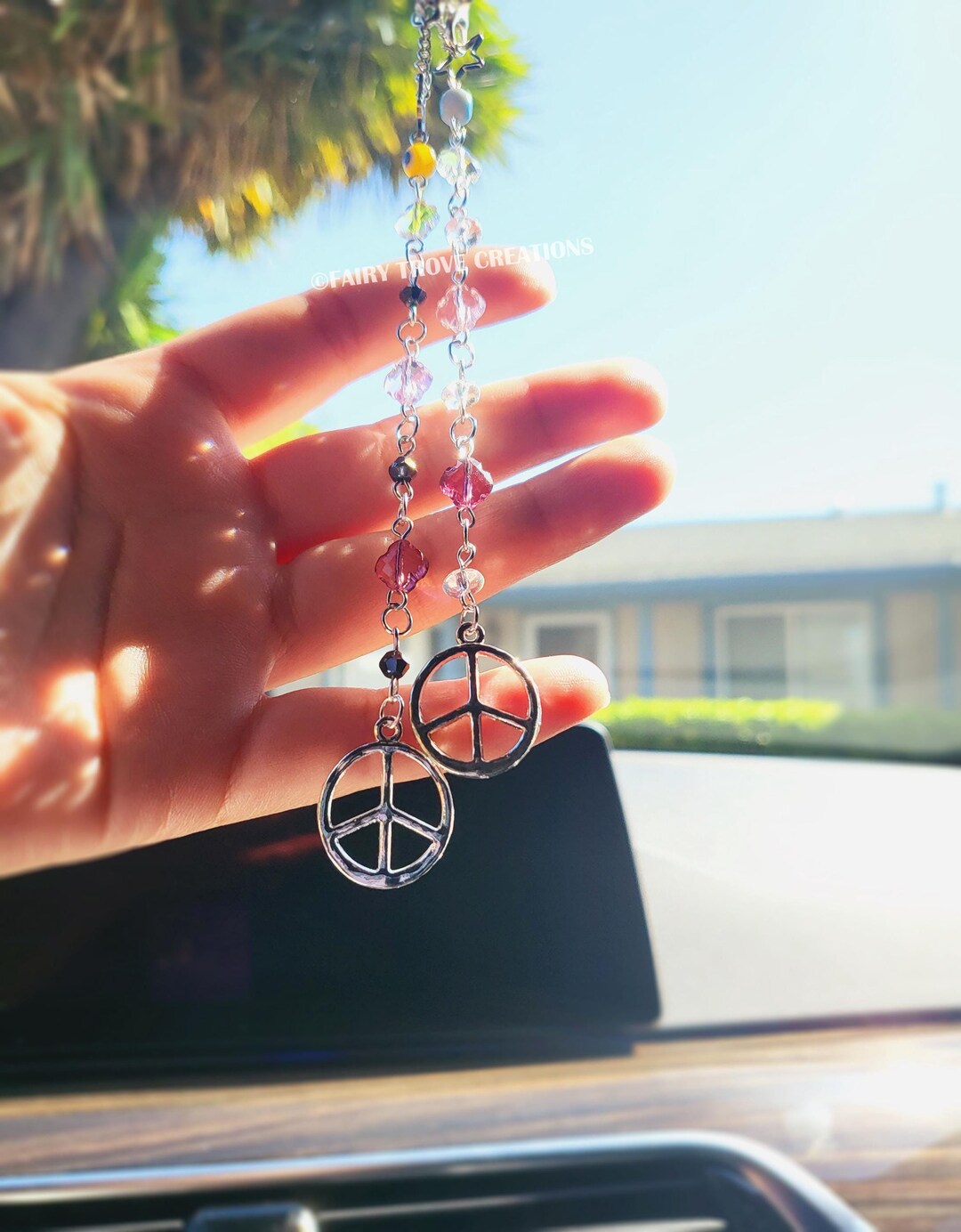 Peace and Protection Car Rear View Mirror Charm, Car Accessory Interior ...