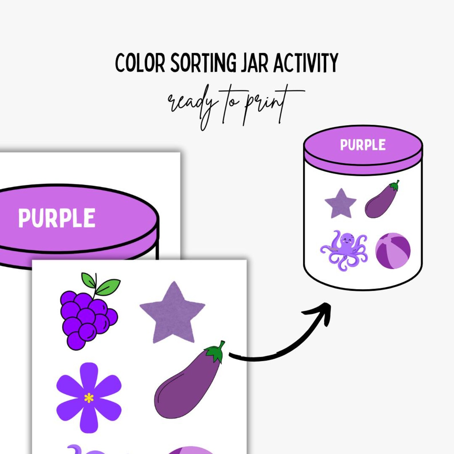 Color Matching Activity for Kids, Color Sorting Jar Activity, Toddler ...