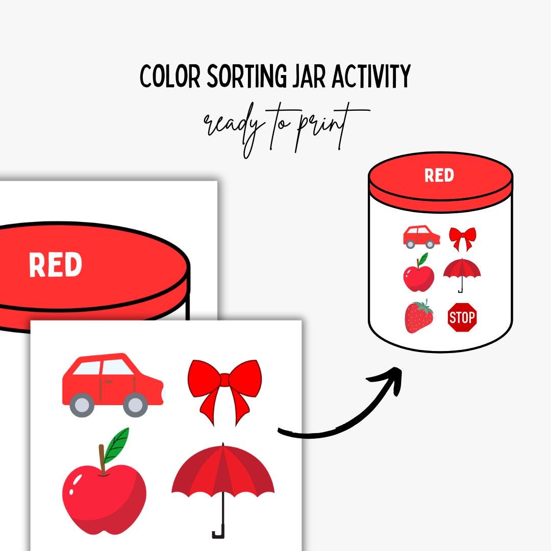 Color Matching Activity for Kids, Color Sorting Jar Activity, Toddler ...